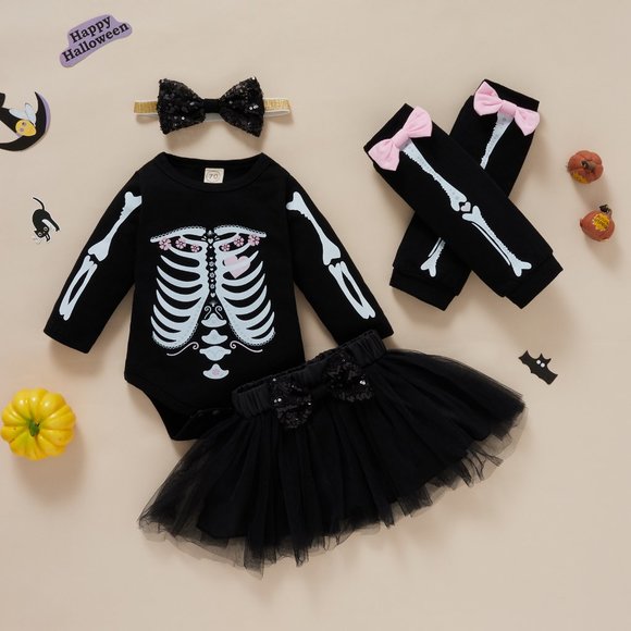 Costumes | Baby Girls Skeleton Tutu Costume Outfit Set | Poshmark